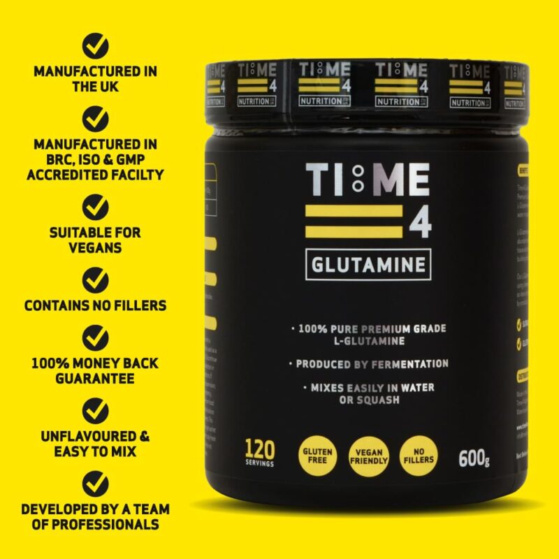 Glutamine Powder | Time 4 Glutamine | 120 Servings Unflavoured